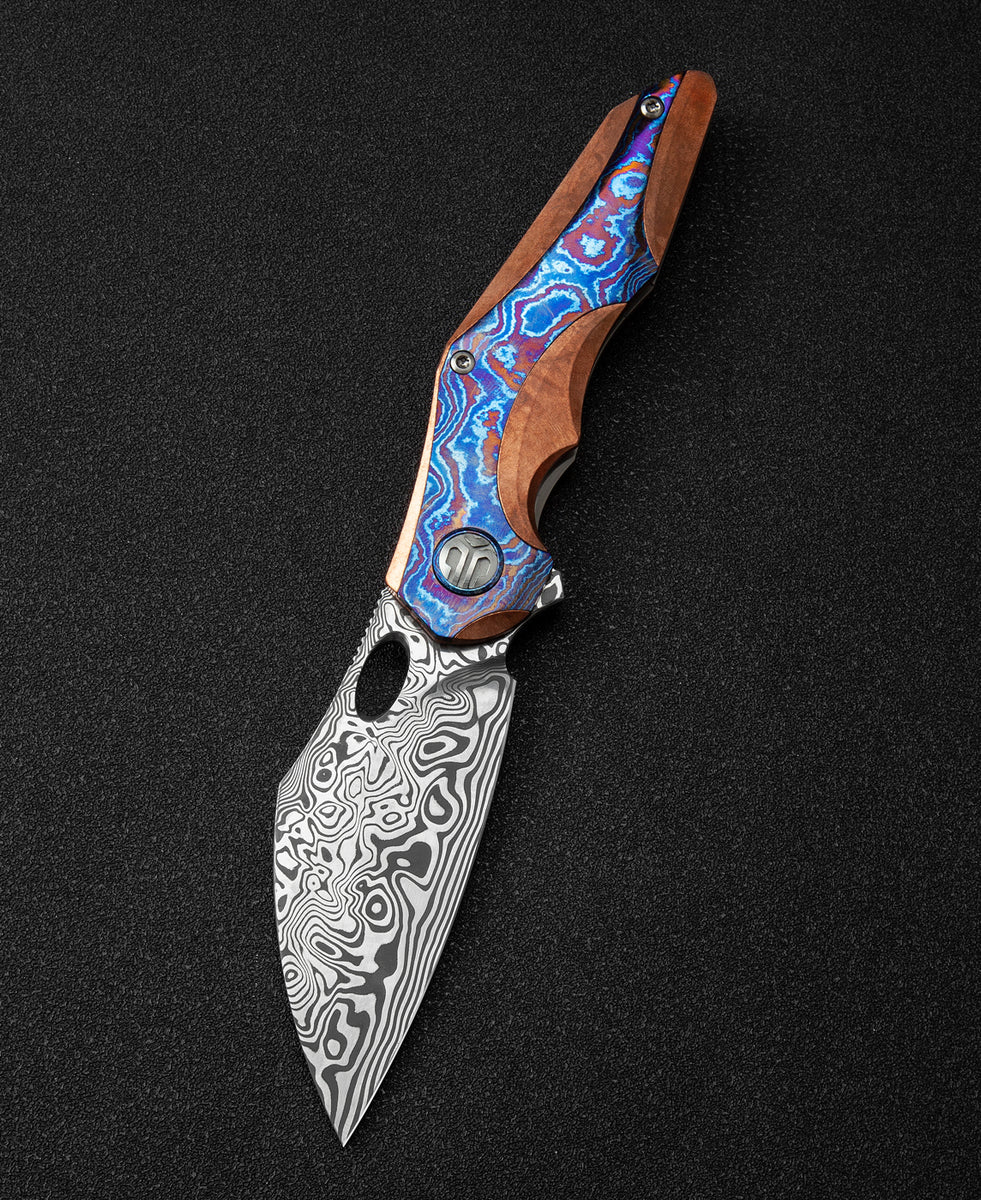 BESTECH NOGARD BT2105H Red Copper Titanium+Timascus Inlay Handle: 3.35 ...