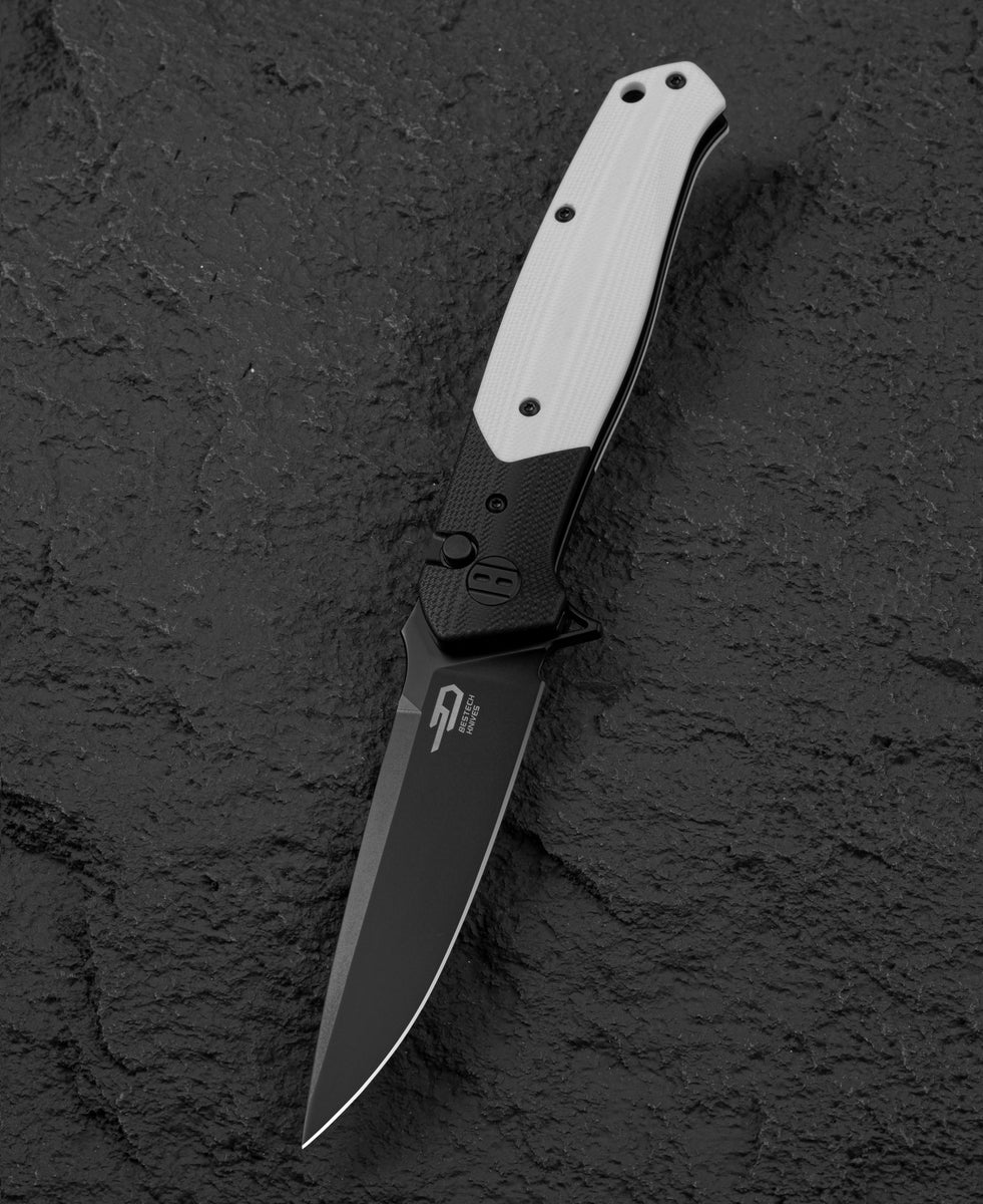 BESTECH SWORDFISH BG62A Black and White G10 Handle 3.94" 14C28N Blade ...