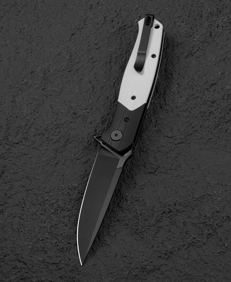 BESTECH SWORDFISH BG62A Black and White G10 Handle 3.94" 14C28N Blade ...